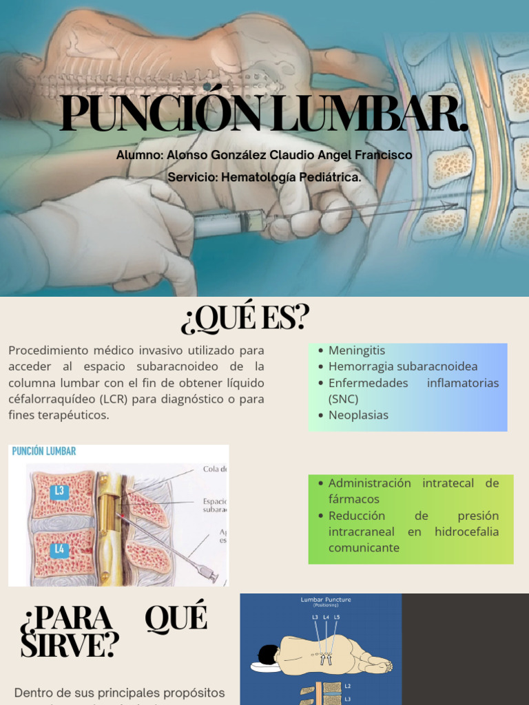 Punción Lumbar | PDF | Fluido cerebroespinal | Especialidades Medicas
