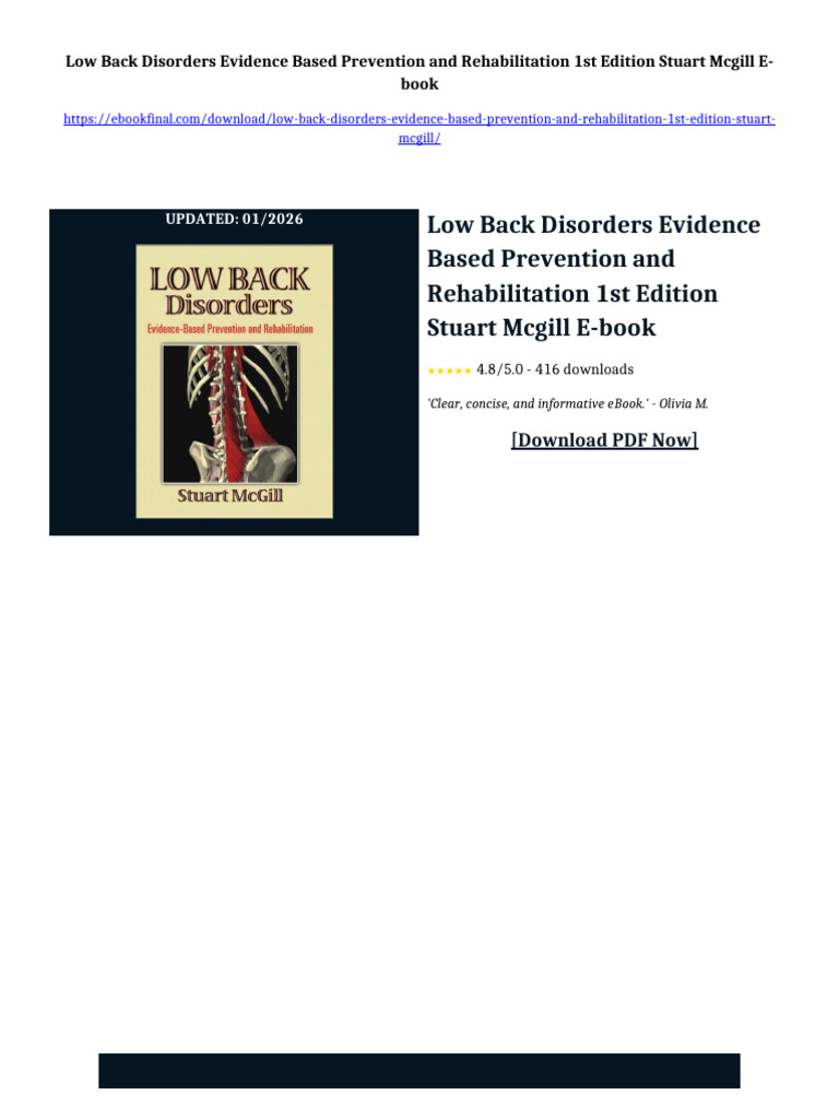 Low Back Disorders Evidence Based Prevention and Rehabilitation 1st ...
