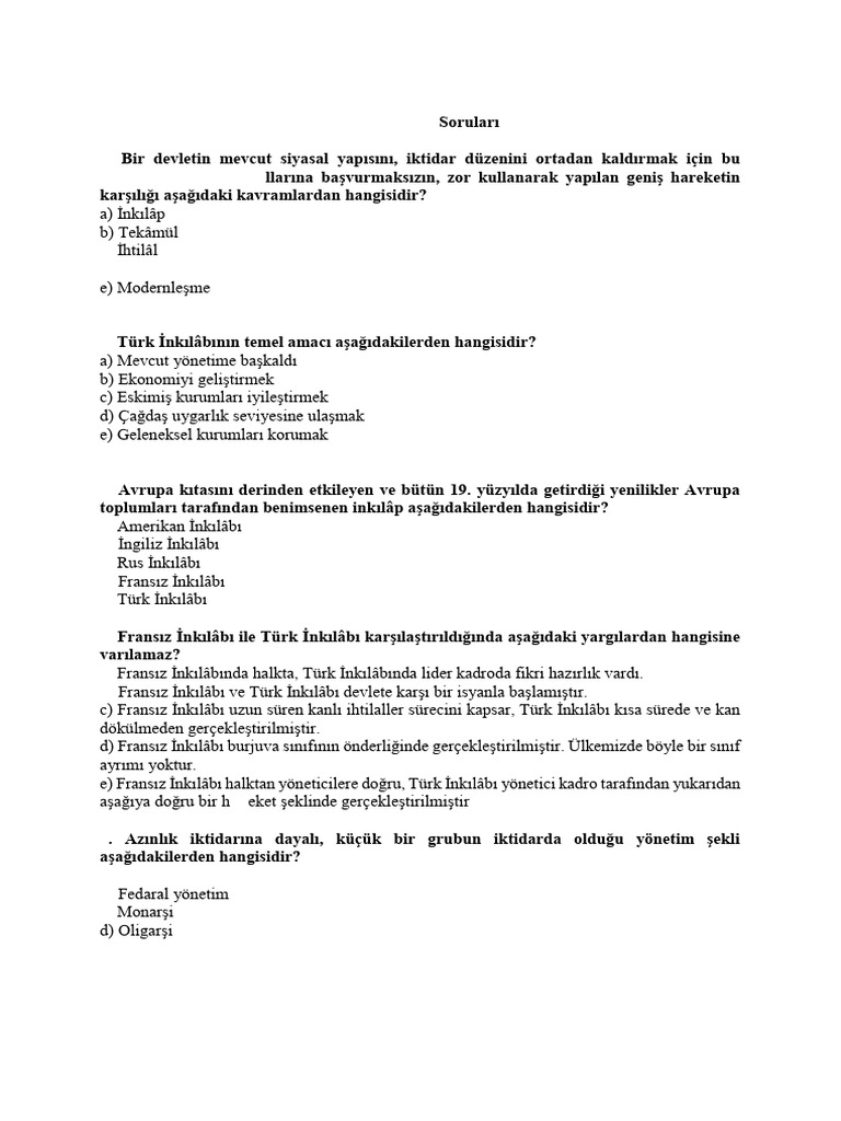 2024-2025 Guz AIT Test Sorulari 1 Hafta | PDF