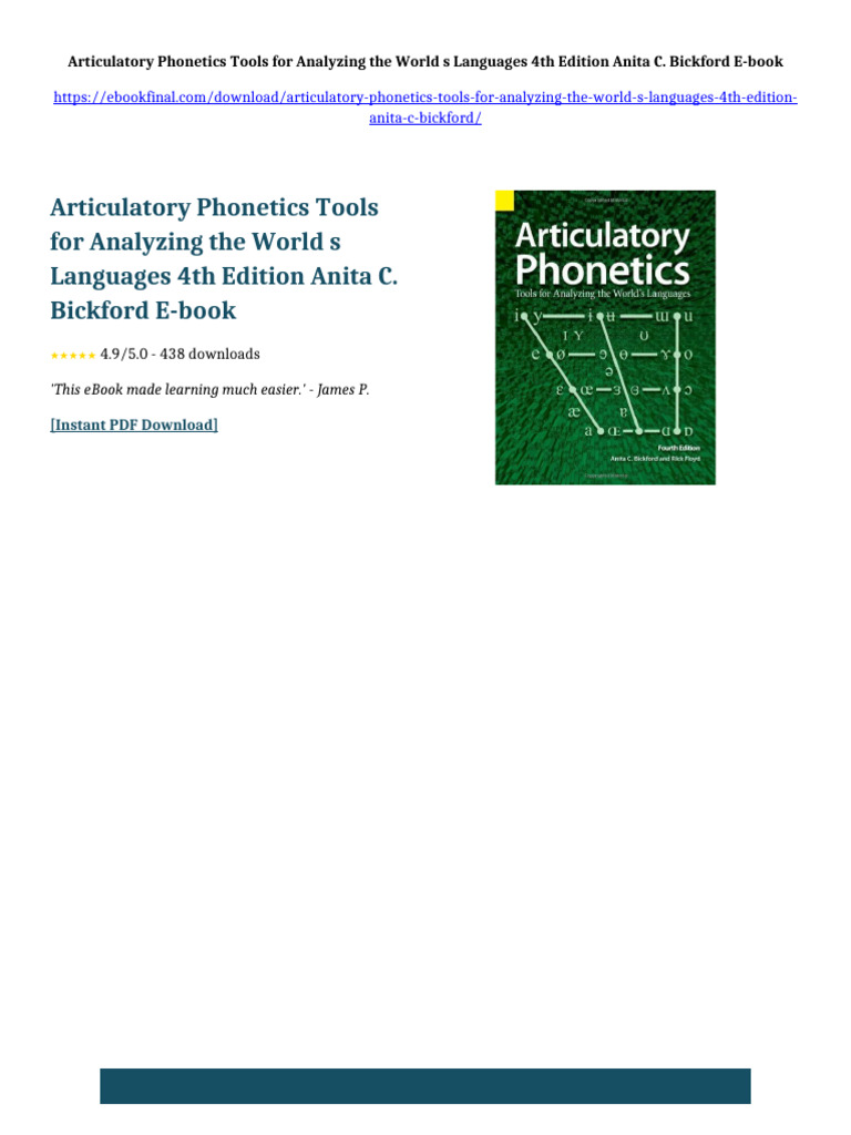 Articulatory Phonetics Tools for Analyzing the World s Languages 4th ...