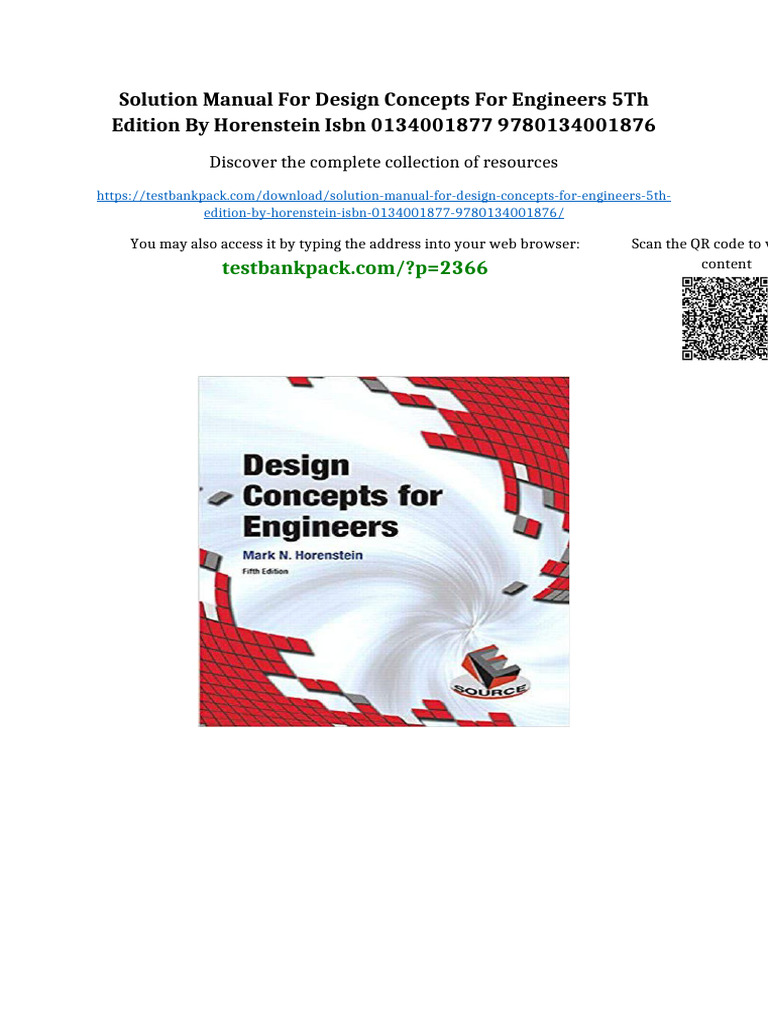 Solution Manual for Design Concepts for Engineers 5th Edition by ...