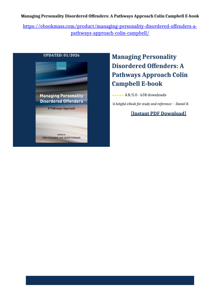 Managing Personality Disordered Offenders: A Pathways Approach Colin ...