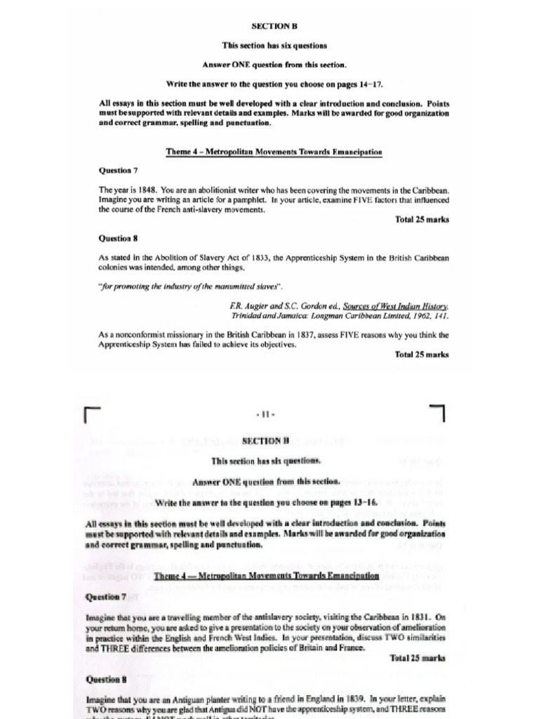 CSEC Carib History (SectionB Movements) | PDF