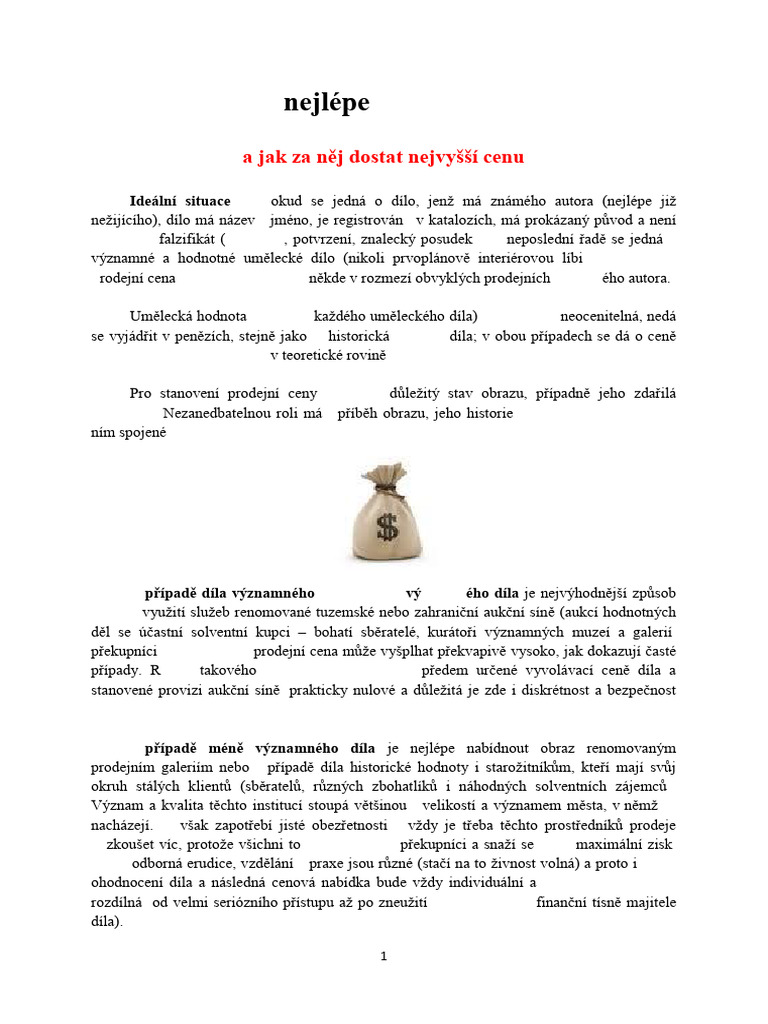 Jak Nejlepe Prodat Obraz a Jak Za Nej Dostat Nejvyssi Cenu | PDF