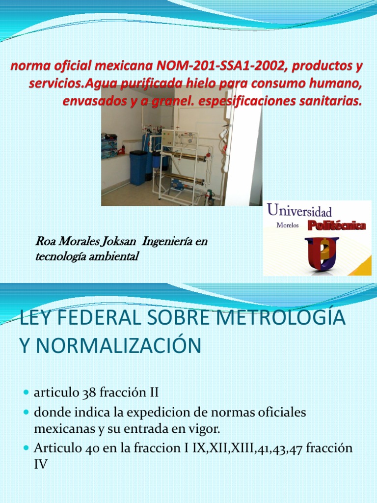 Norma Oficial Mexicana NOM-201-SSA1-2002, Productos y Servicios | Descargar gratis PDF | Agua ...
