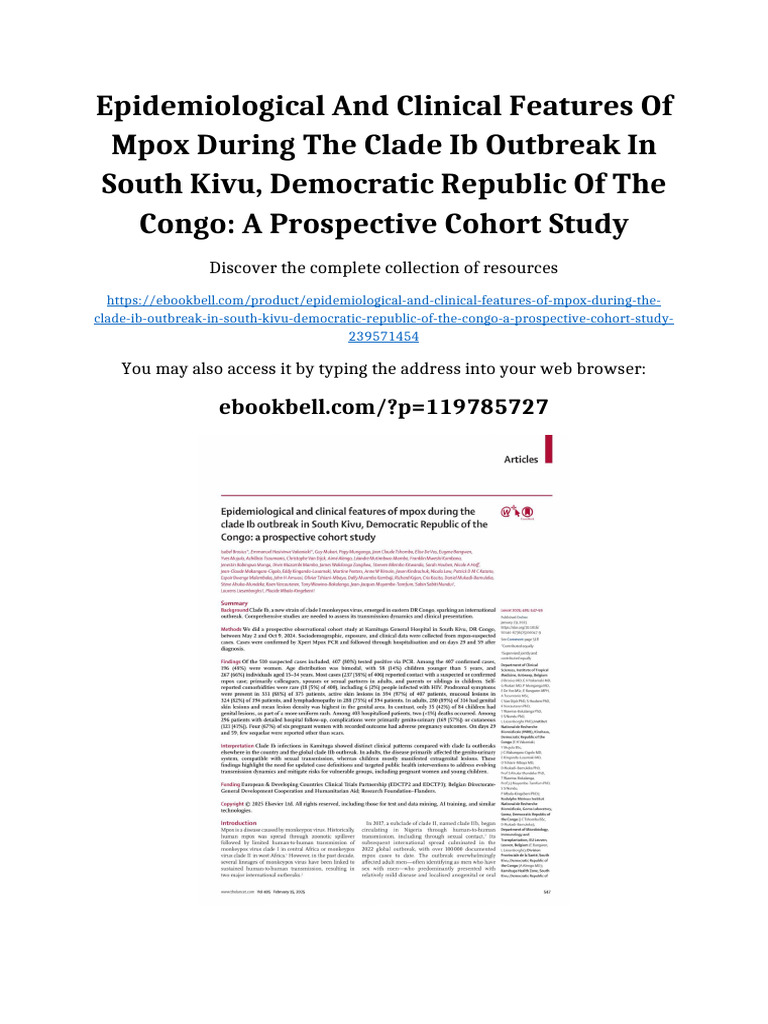 Epidemiological and clinical features of mpox during the clade Ib ...