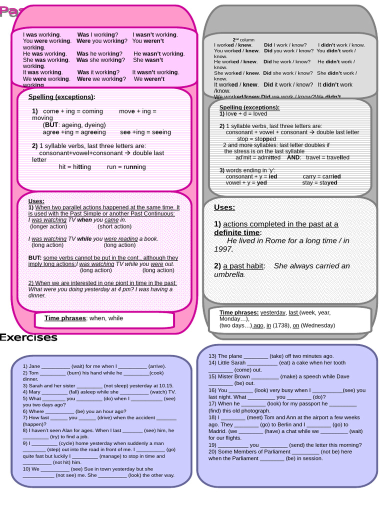 Simple Past Pas Continu. | PDF | Consonant | Syllable