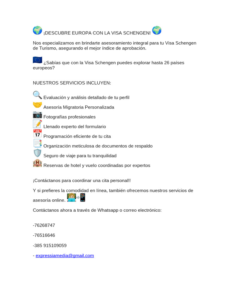 Descubre Europa Con La Visa Schengen | PDF