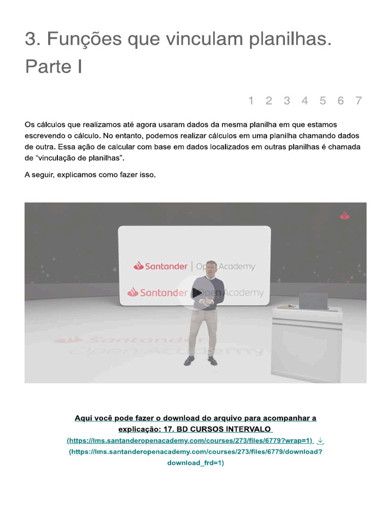 3. Funções Que Vinculam Planilhas. Parte I | PDF