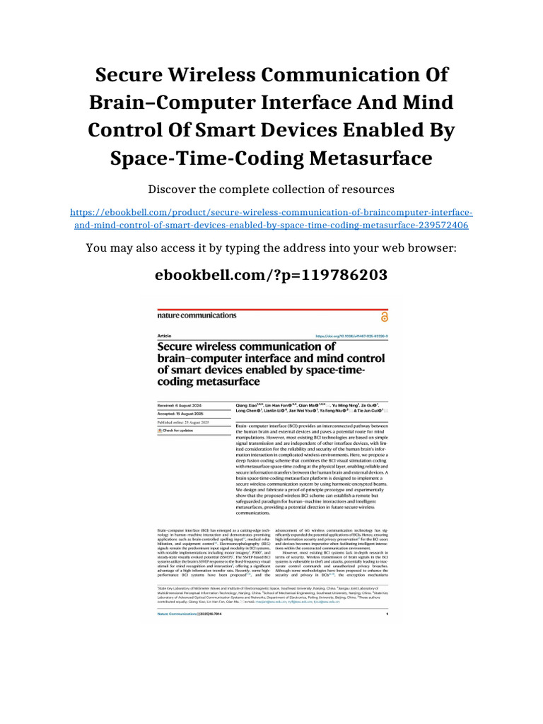 Secure wireless communication of brain–computer interface and mind ...