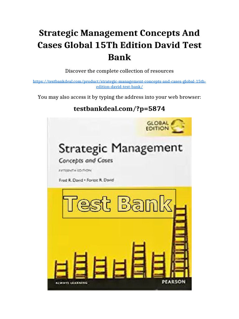 Strategic Management Concepts and Cases Global 15th Edition David Test ...