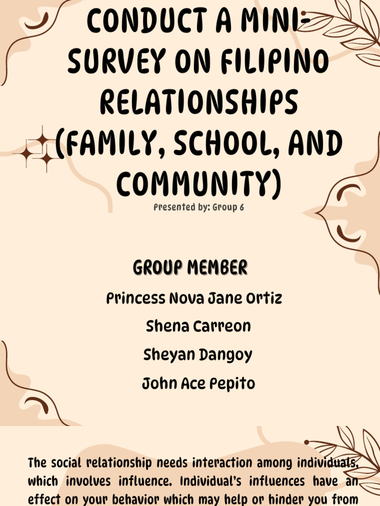 Conduct A Mini-Survey On Filipino Relationships (Family, School, and ...