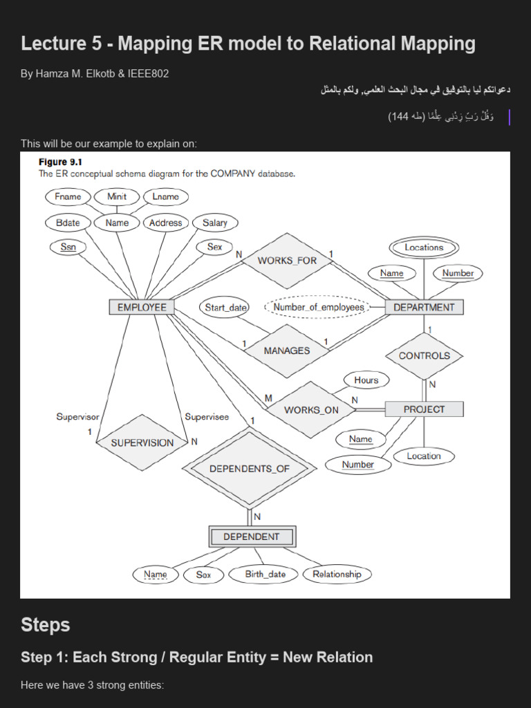 Lecture 5 - Mapping ER Model to Relational Mapping | PDF | Data Model