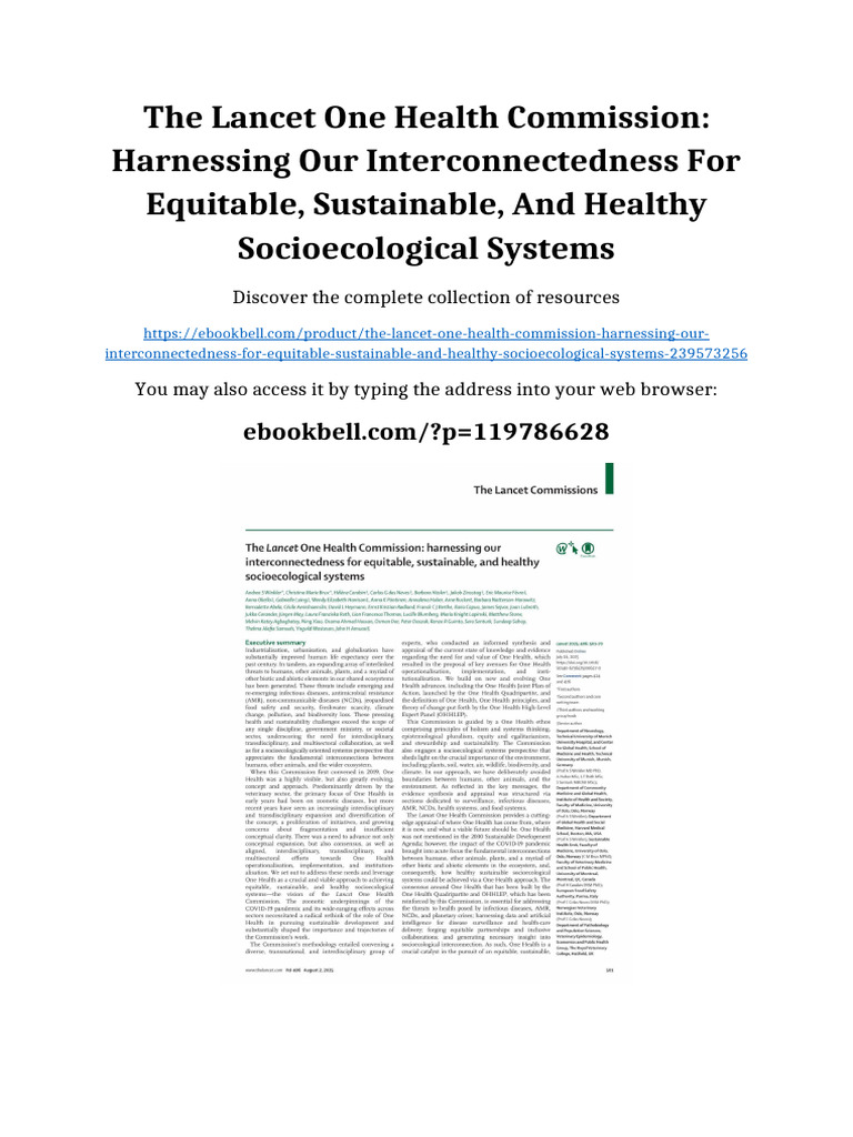 The Lancet One Health Commission: Harnessing Our Interconnectedness For ...
