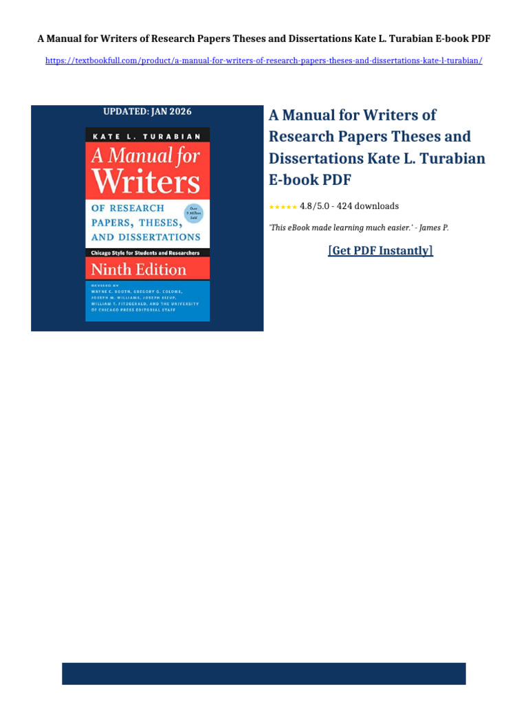 A Manual For Writers of Research Papers Theses and Dissertations Kate L ...