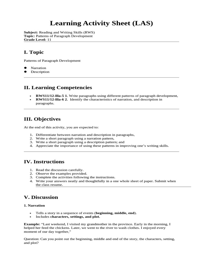 Learning Activity Sheet RWS February 9 2026 | PDF | Neuroscience ...