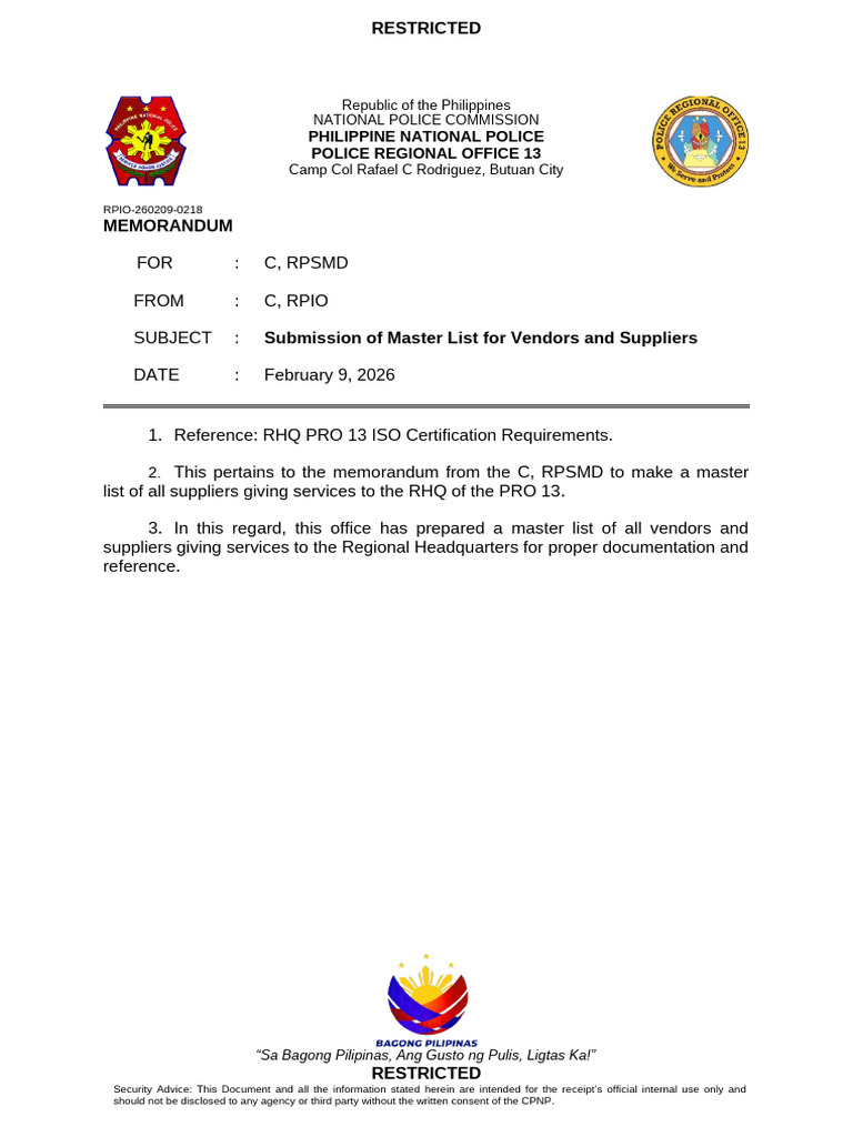 Rpsmd Memo | PDF