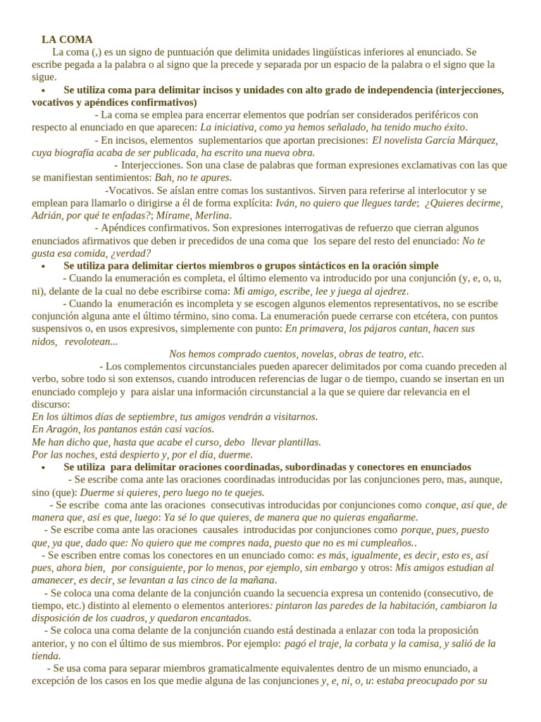 Coma, Punto y Coma, Dos Puntos | PDF | Coma | Sintaxis