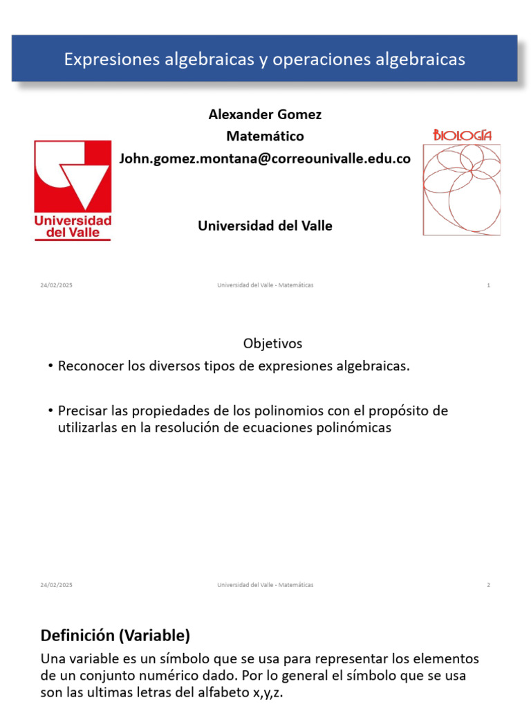 Clase 4 Expresiones Algebraicas y Operaciones | PDF | Polinomio ...