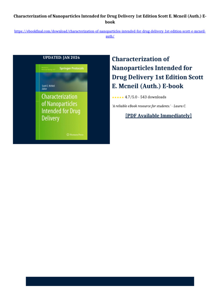 Characterization of Nanoparticles Intended for Drug Delivery 1st ...