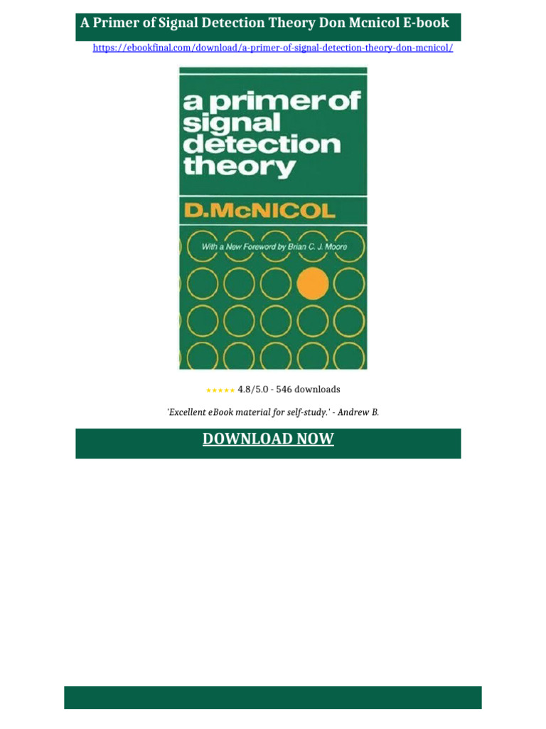 A Primer of Signal Detection Theory Don Mcnicol ebook high resolution ...