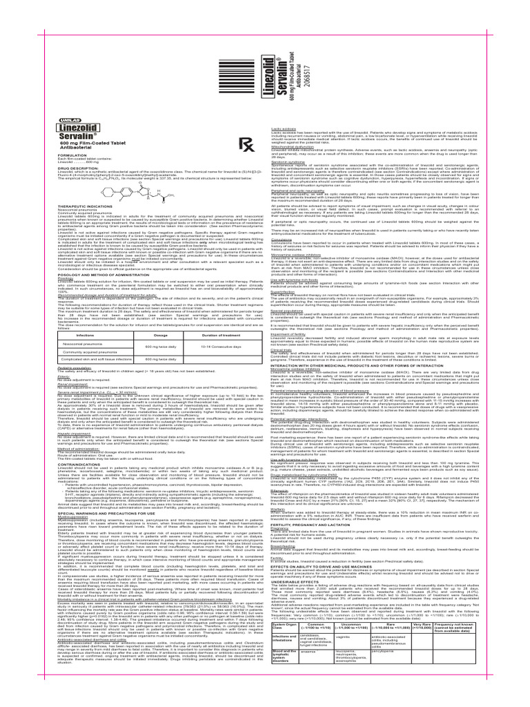 Servalin Tab Insert | PDF | Serotonin | Infection