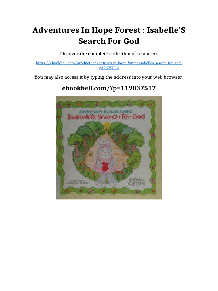 Adventures in Hope Forest : Isabelle's search for God full chapters ...