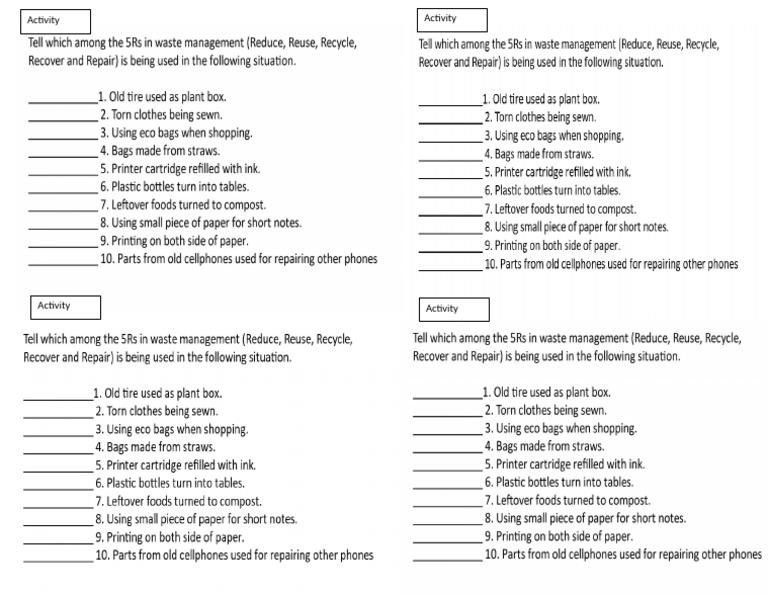 5rs Worksheet | PDF
