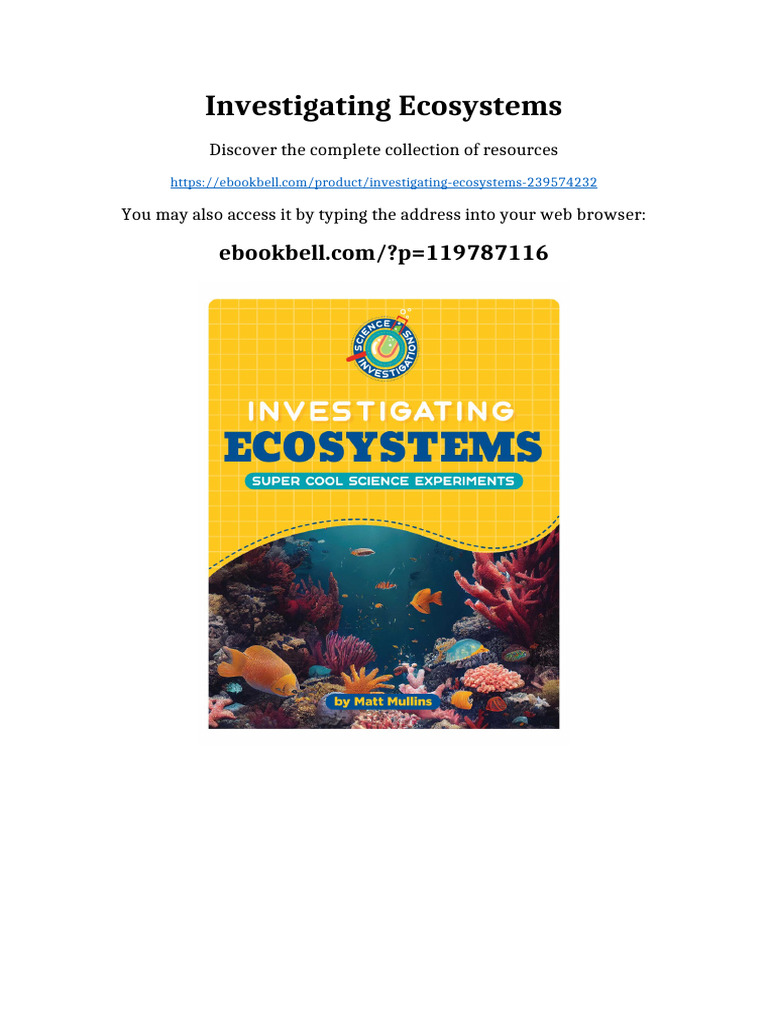 Investigating Ecosystems Newest Edition 2025 | PDF | Experiment | Heat