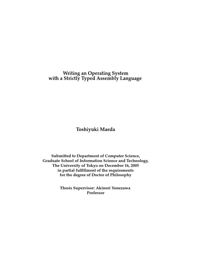 Writing An Operating System With A Strictly Typed Assembly Language ...