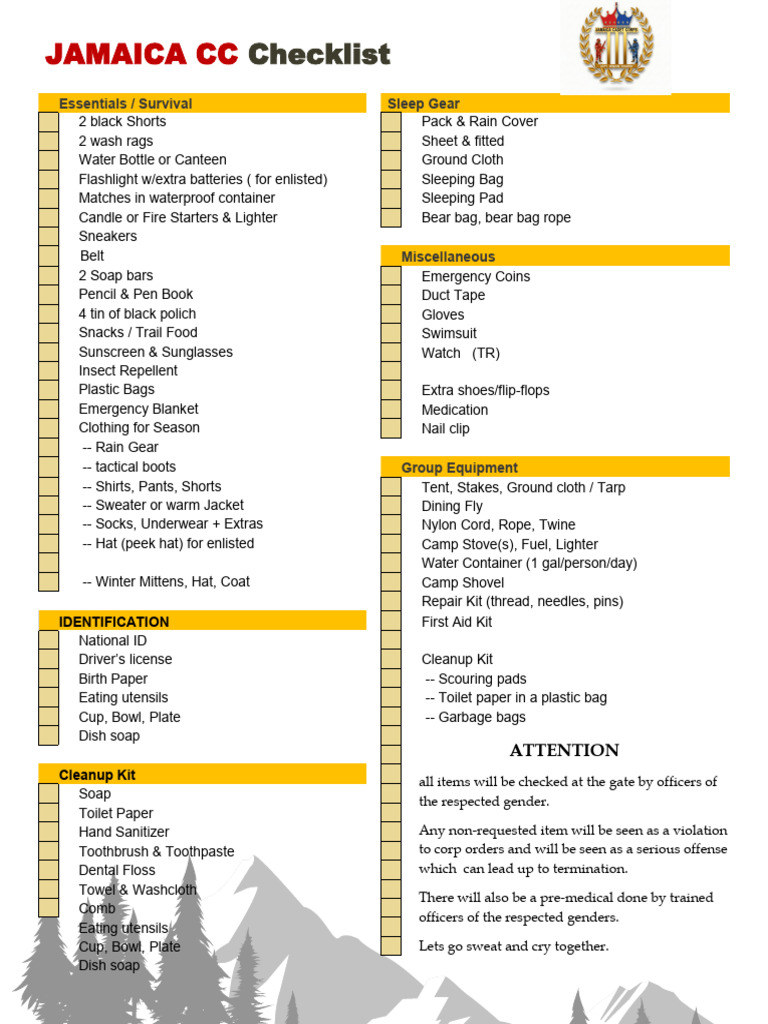 Jamaica CC Checklist | PDF | Clothing