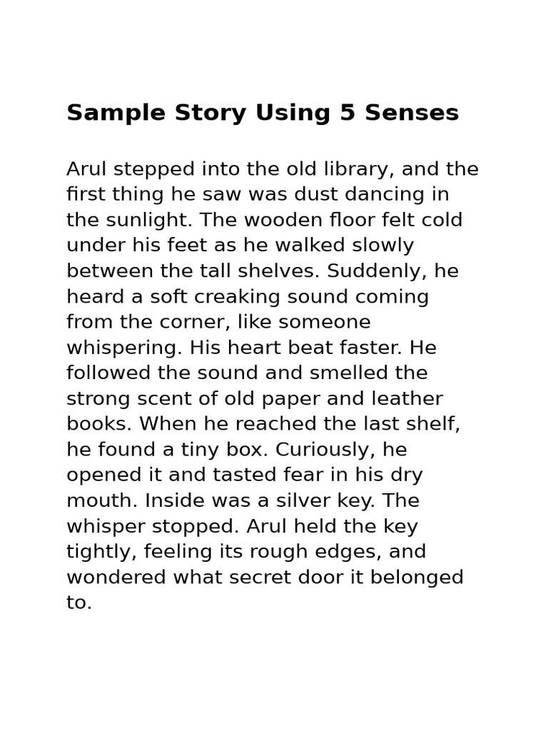 Sample Story Using 5 Senses | PDF | Foods