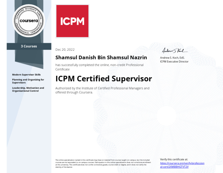 ICPM Certified Supervisor | PDF