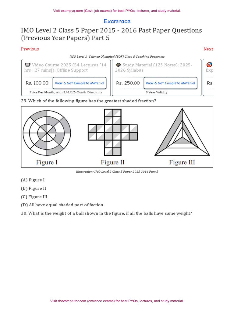 IMO Level 2 Class 5 Paper 2015 2016 Part 5 | PDF