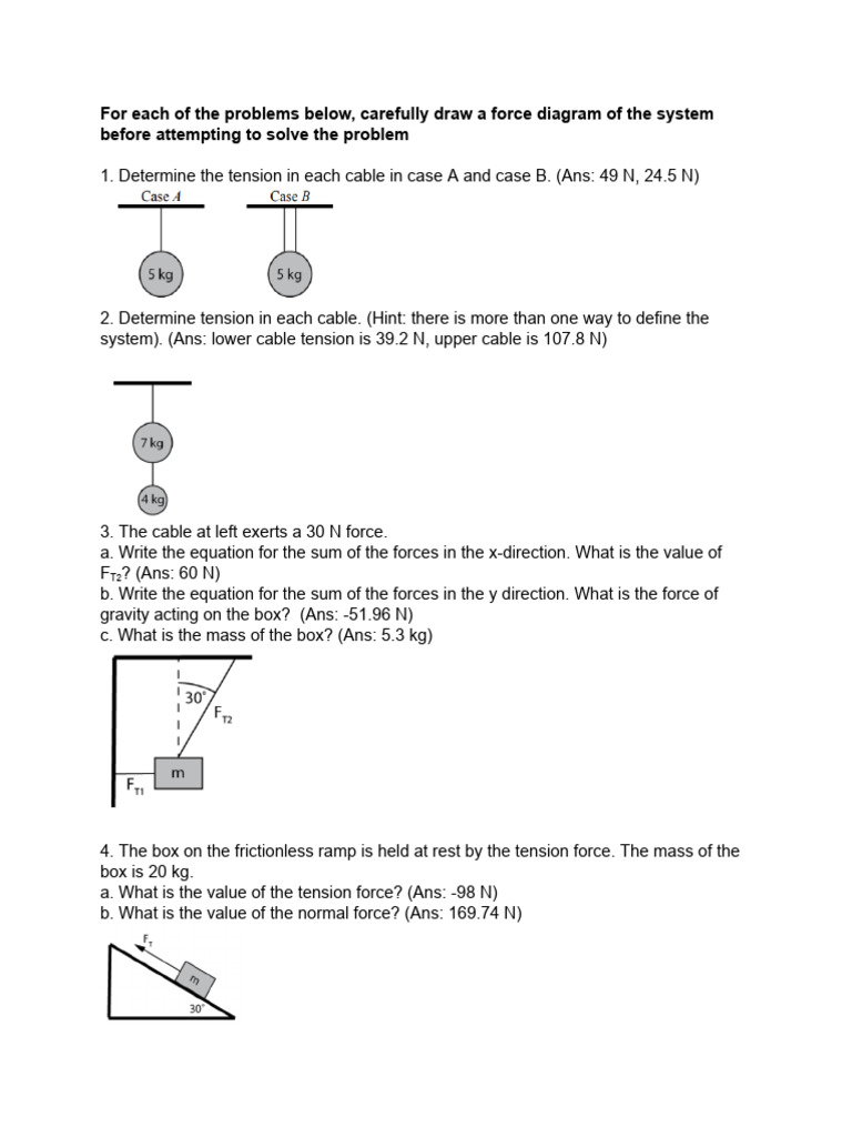 Problem Set Statics | PDF | Force | Tension (Physics)