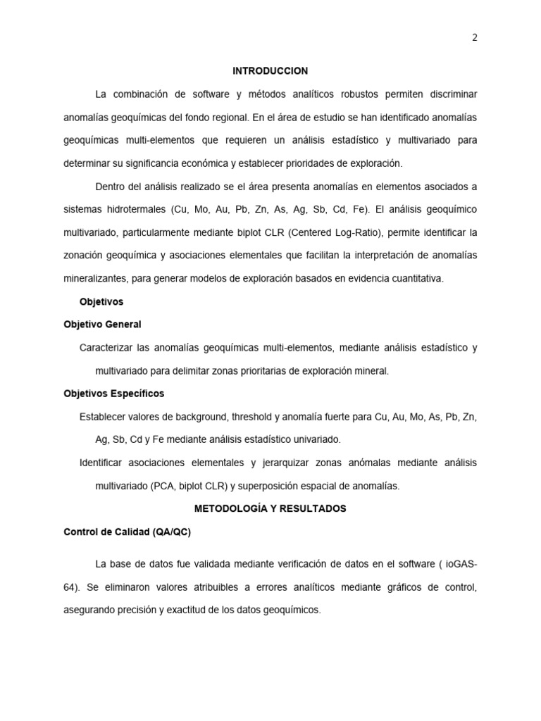 FinalGeoquimica Vs01 | PDF | Estadísticas | Ciencias fisicas