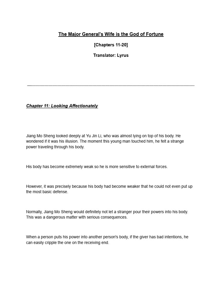 The Major General's Wife Is The God of Fortune Chapters 11-20 | PDF ...