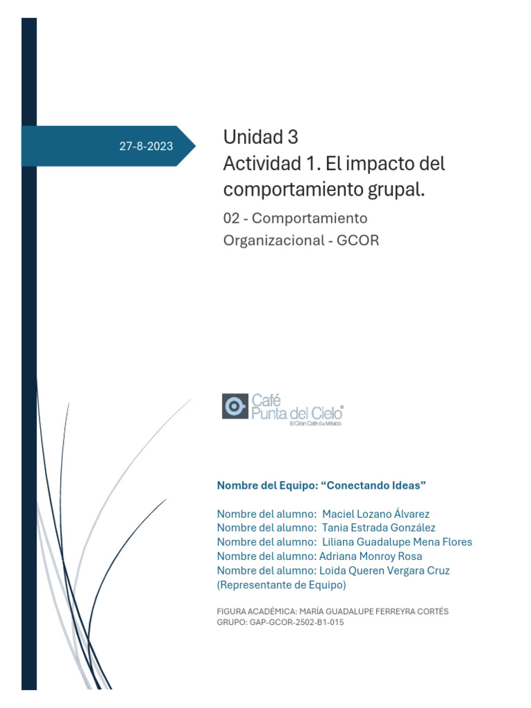 Gcor U3 A1 Lovc | PDF | Comportamiento organizacional | Calidad (comercial)