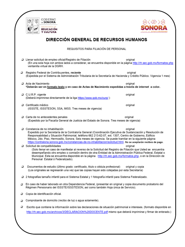 Actual Formato de Requisitos para Portal Sec 2022 | PDF | Certificado ...