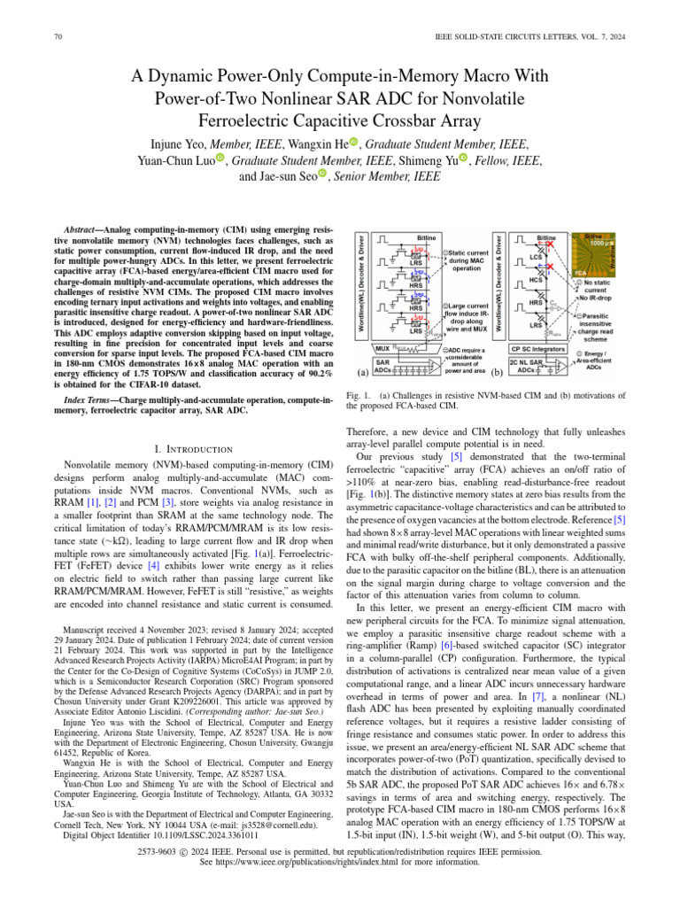 A Dynamic Power-Only Compute-In-Memory Macro With Power-Of-Two ...
