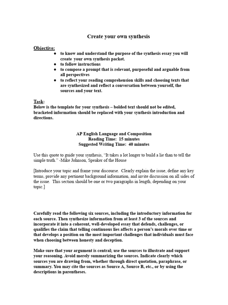 Make Your Own Synthesis - Practice | PDF | Essays | Human Communication
