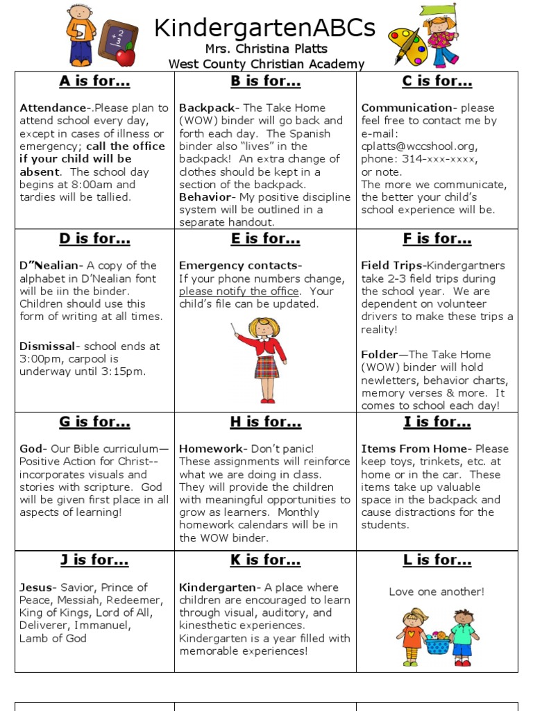 Kindergarten ABCs: Essential Guide | PDF | Homework | Cognition