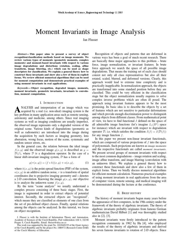 Moment Invariants in Image Analysis: Jan Flusser | PDF | Shape ...