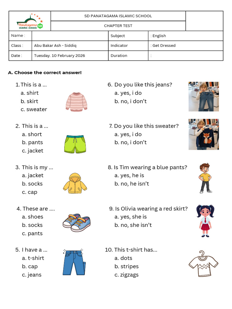A. Choose The Correct Answer!: Name | PDF