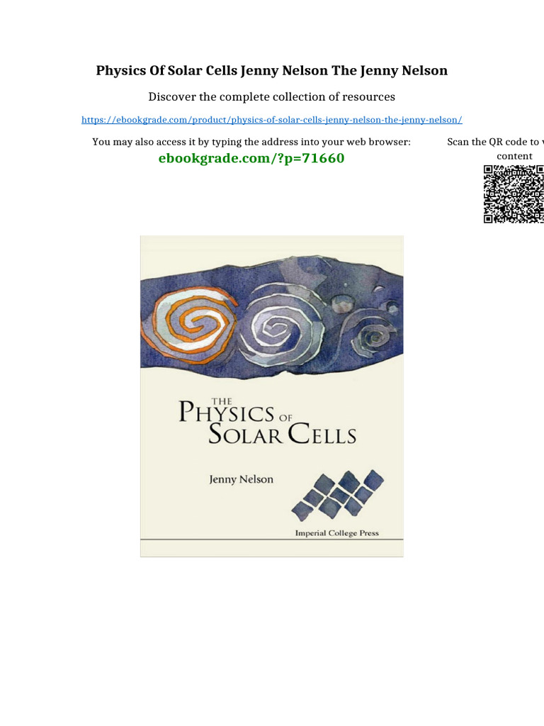 Physics of Solar Cells Jenny Nelson The Jenny Nelson download full ...