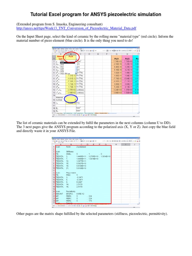 Tutorial Excel Program For ANSYS Piezoelectric Simulation | PDF ...