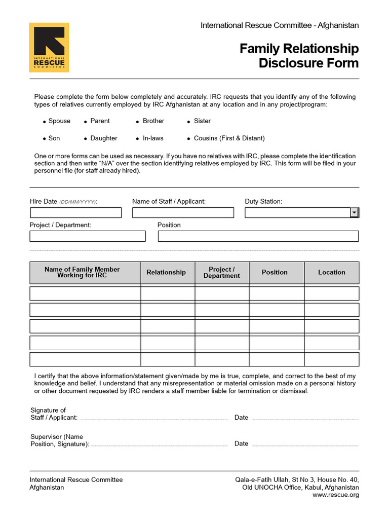 2 Family Relationship Disclosure Form | PDF