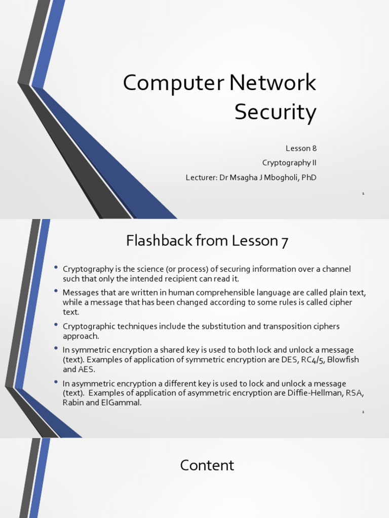Lesson 8 Cryptography II | PDF | Cryptography | Encryption