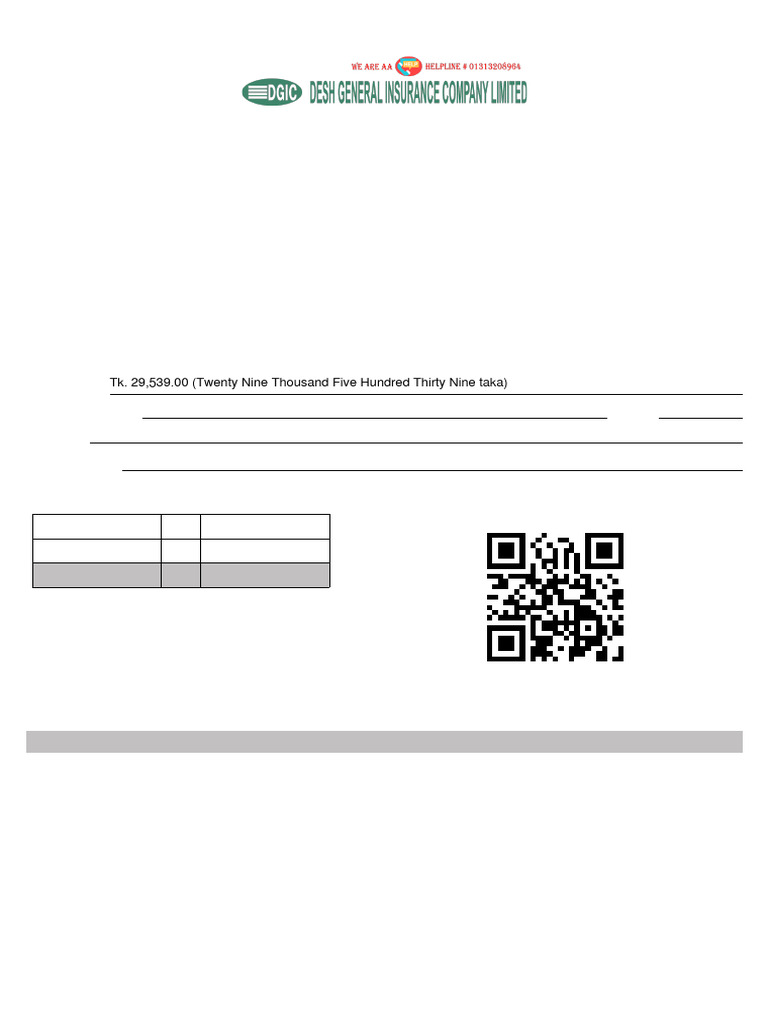 Money Receipt: Tk. 29,539.00 (Twenty Nine Thousand Five Hundred Thirty ...