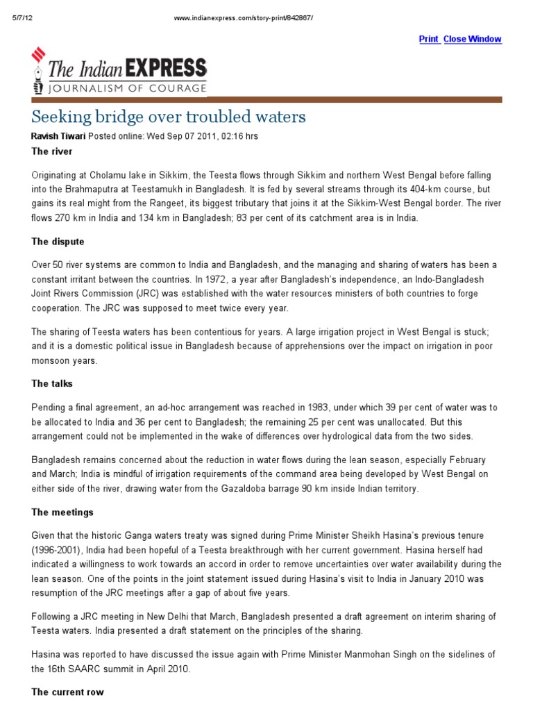 Teesta Water Sharing Issue | PDF | Bangladesh | Government